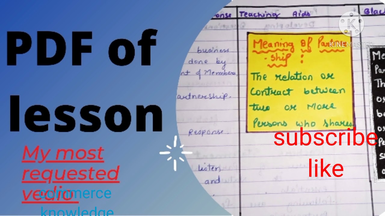 B.ed. lesson plan pdf in english of commerce subject on partnership most requested vedio pdf lesson
