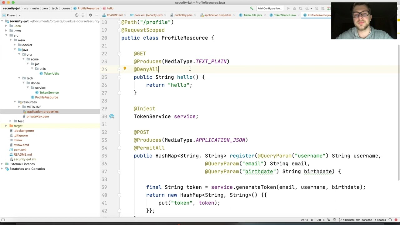 Quarkus Backend development with Java and GraalVM - Using Security