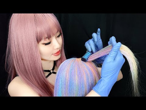 [ASMR] Relaxing Hair Dye With Hair Chalk ~ Mermaid Style