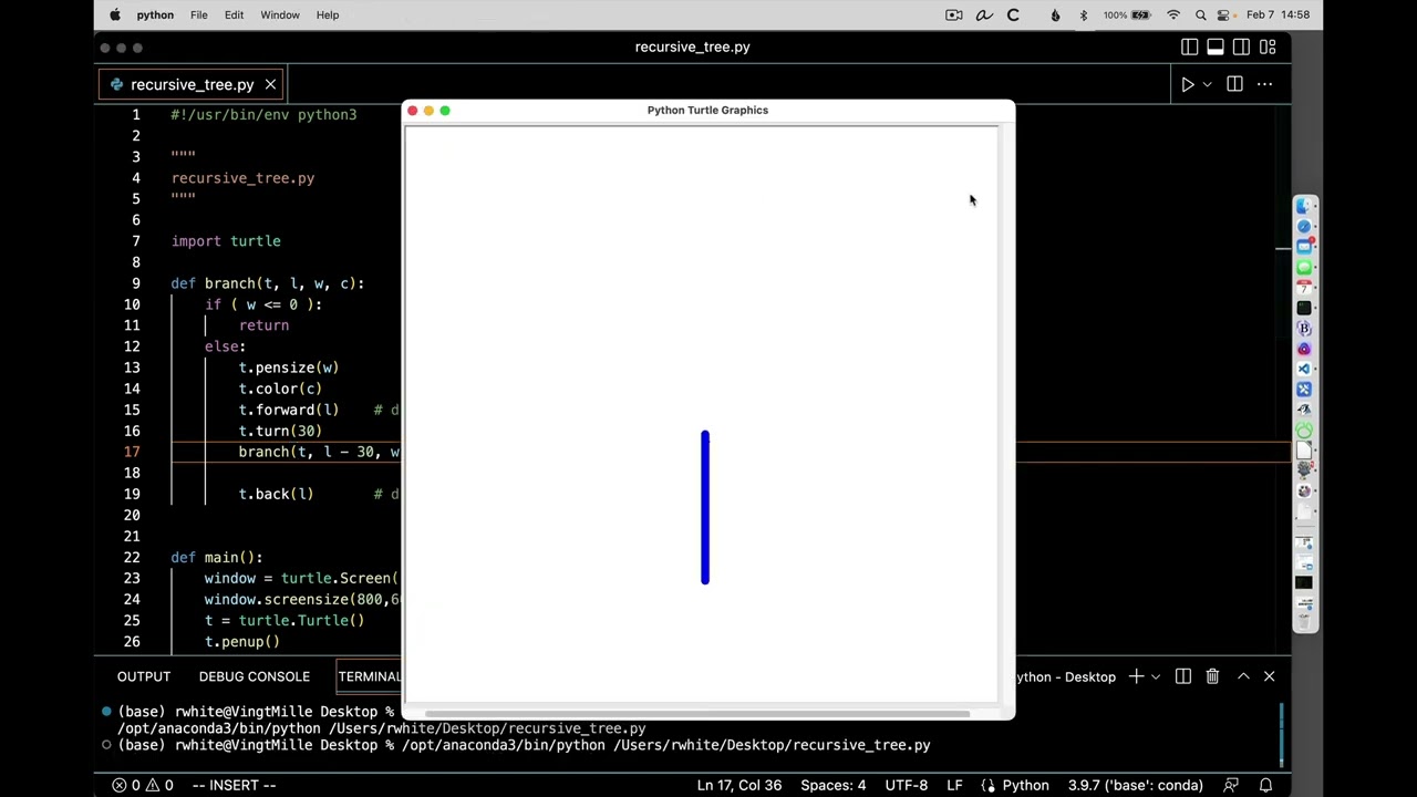 Recursive Tree with Python turtle module