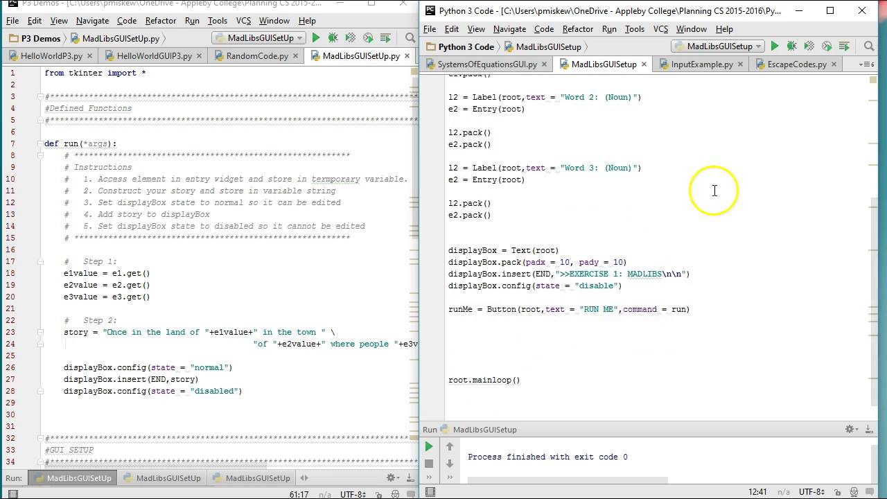 Python 3 GUI Examples: Exercise 1 Template
