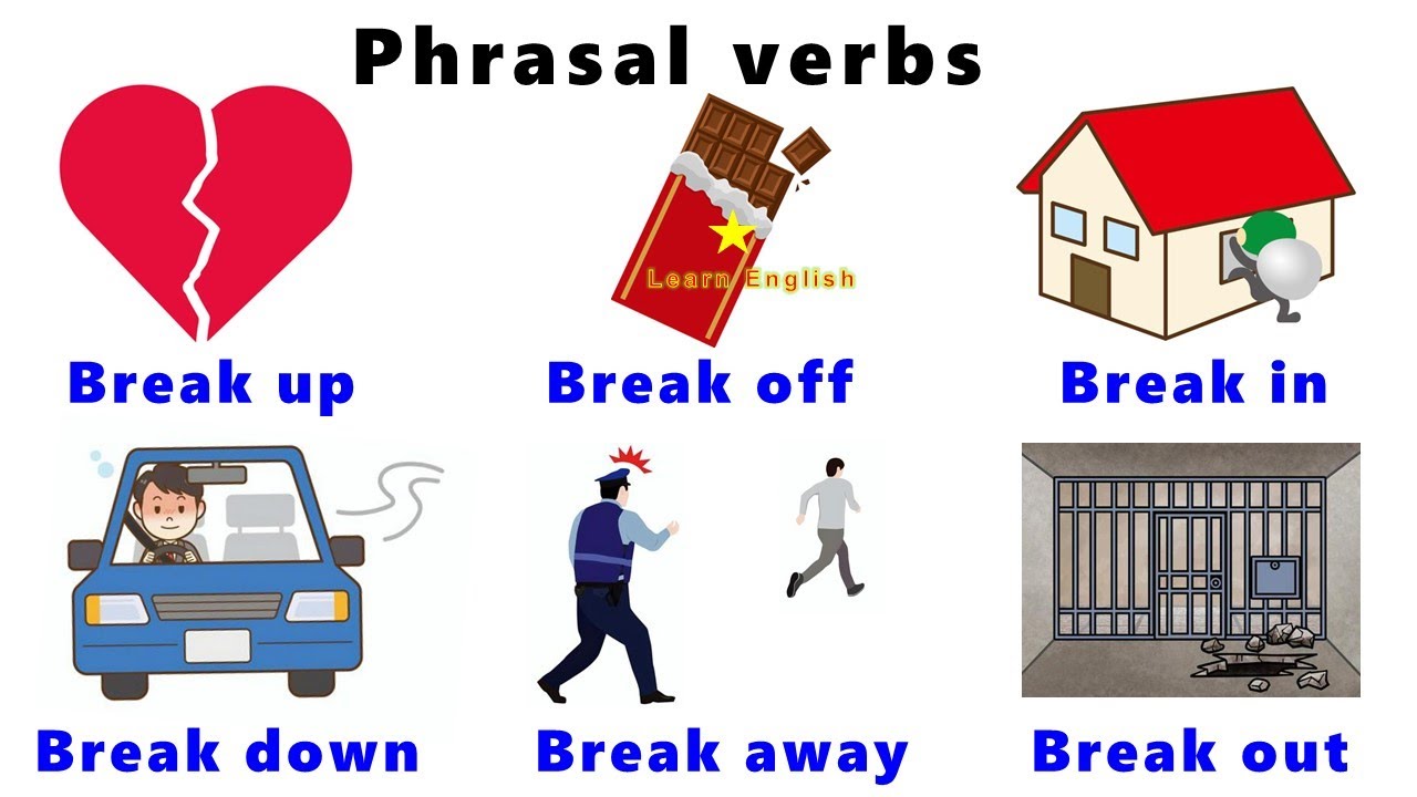 English Grammar: Phrasal verbs | phrasal verbs with break | listen and practice
