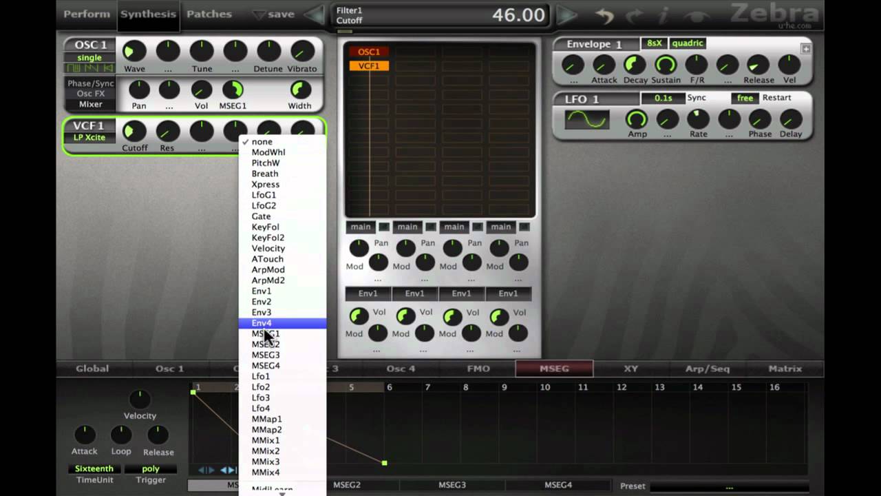 Zebra2 Mini-Tutorial #30 - MSEG Rhythm