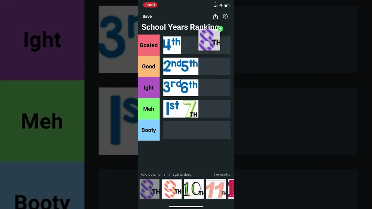 Ranking Grade School Years #ranking #tierlist