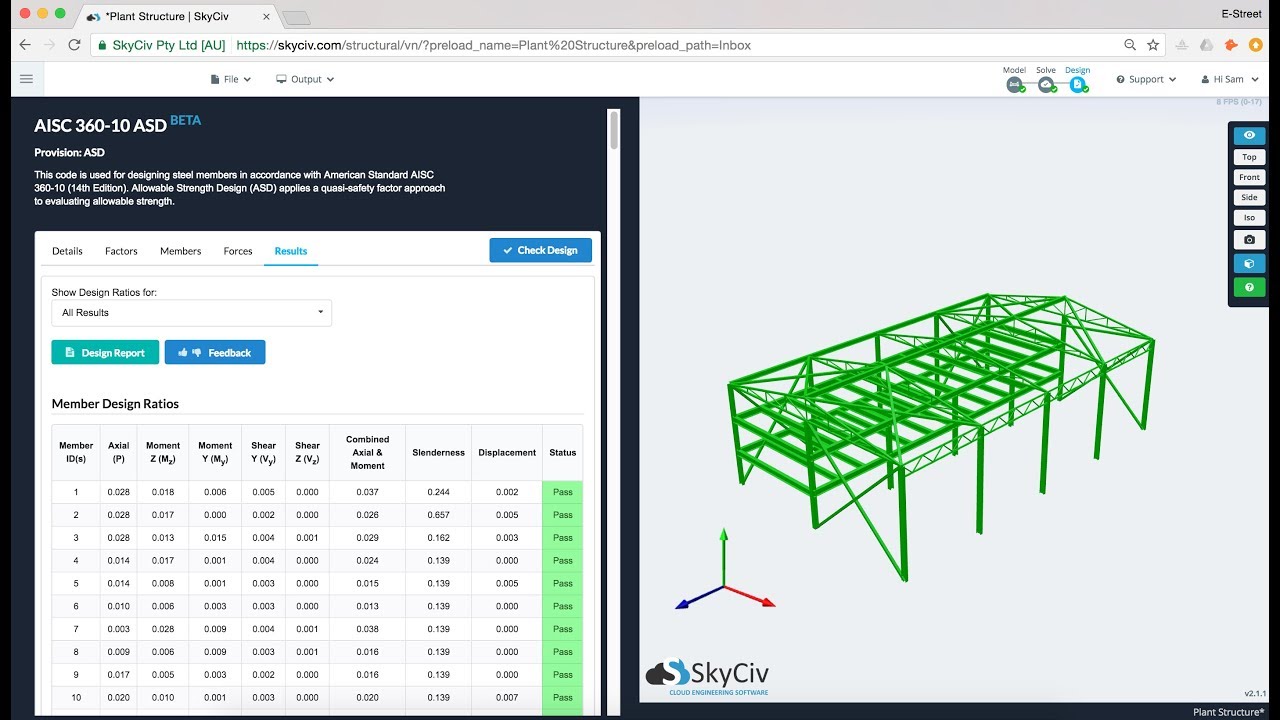 SkyCiv Structural 3D Preview