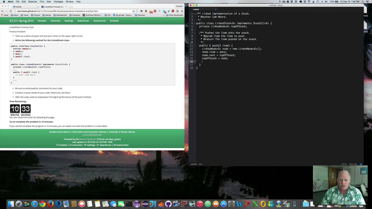 LinkedStack Practice Quiz