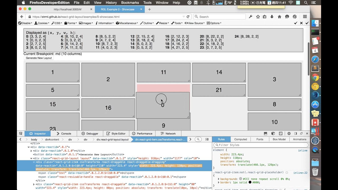 react grid layout drag