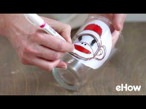 DIY Hand Painted Sock Monkey Glass