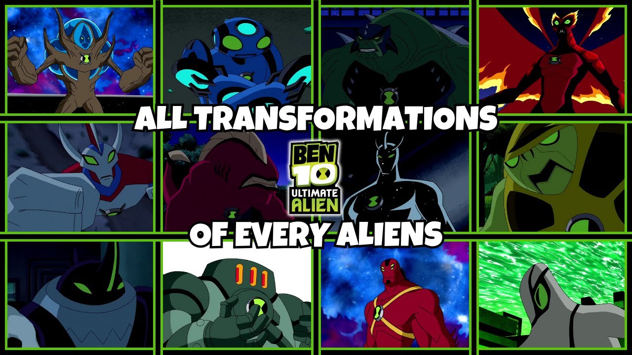 ALL TRANSFORMATIONS OF EVERY ALIENS !!! ( BEN 10 : ULTIMATE ALIEN )