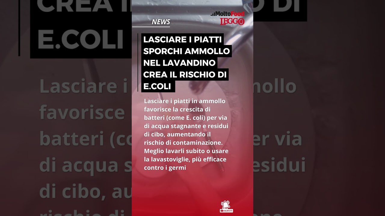 Lasciare i piatti sporchi ammollo nel lavandino crea il rischio di E.coli