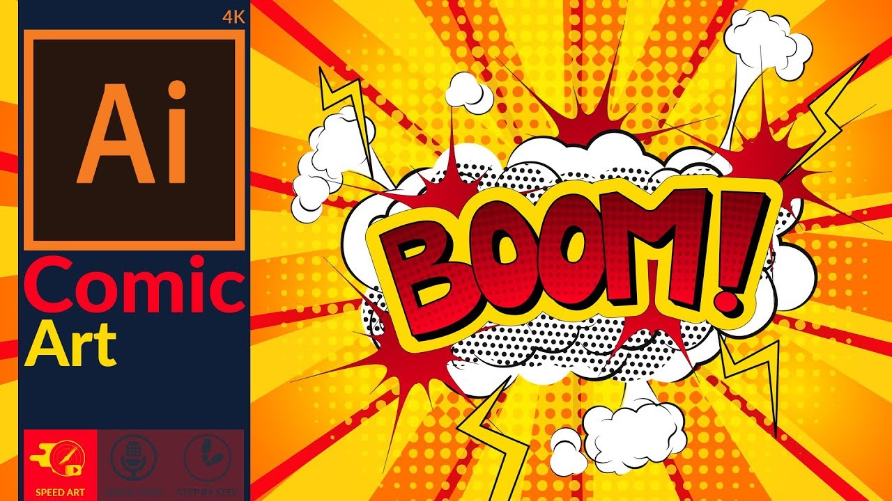 Comic Art Explosions Design in adobe illustrator  | Pop Art | Speed Art