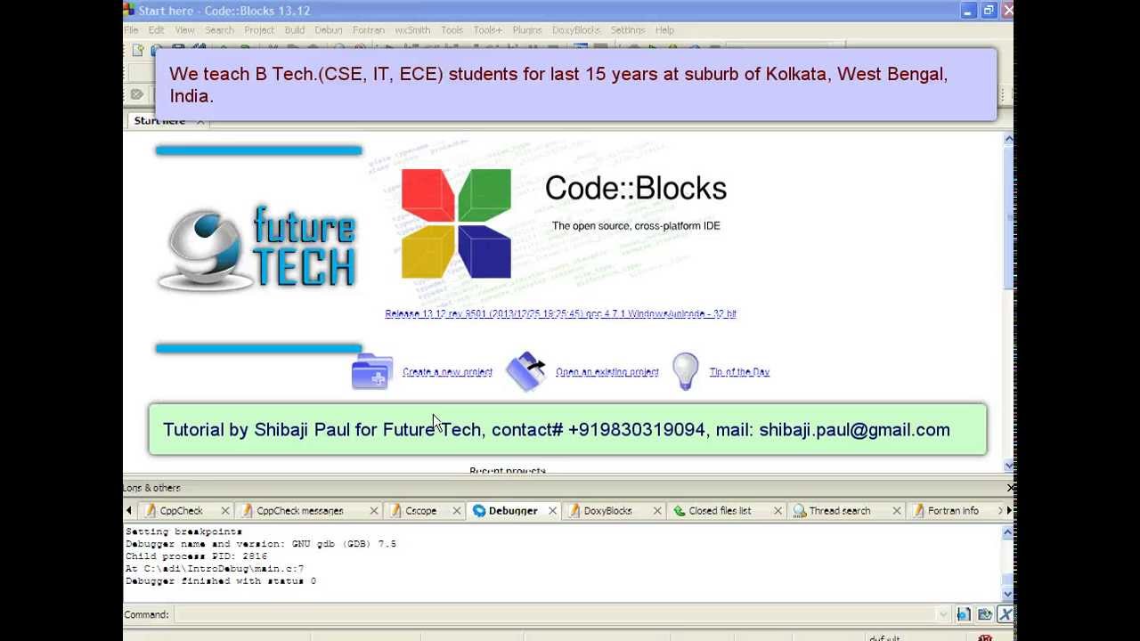 Using debug feature in codeblocks