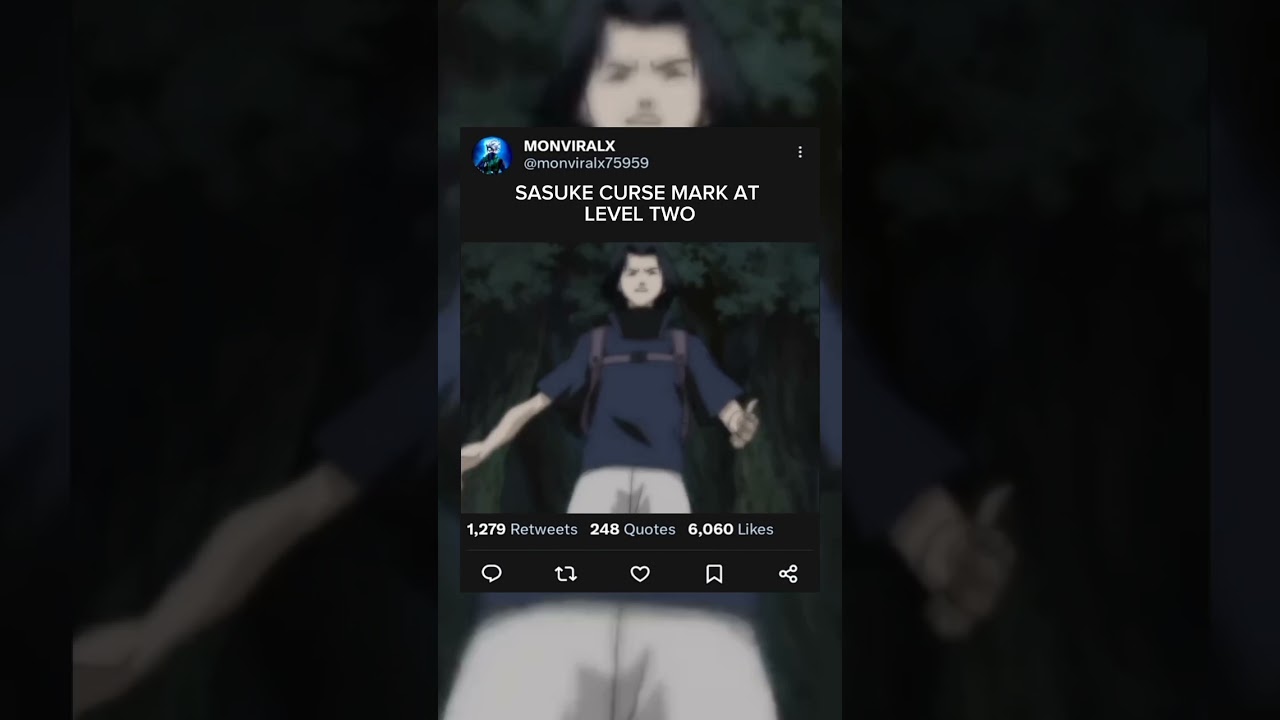 SASUKE CURSE MARK AT LEVEL TWO #youtubeshorts #trending #anime #viral #naruto #sasuke #shorts