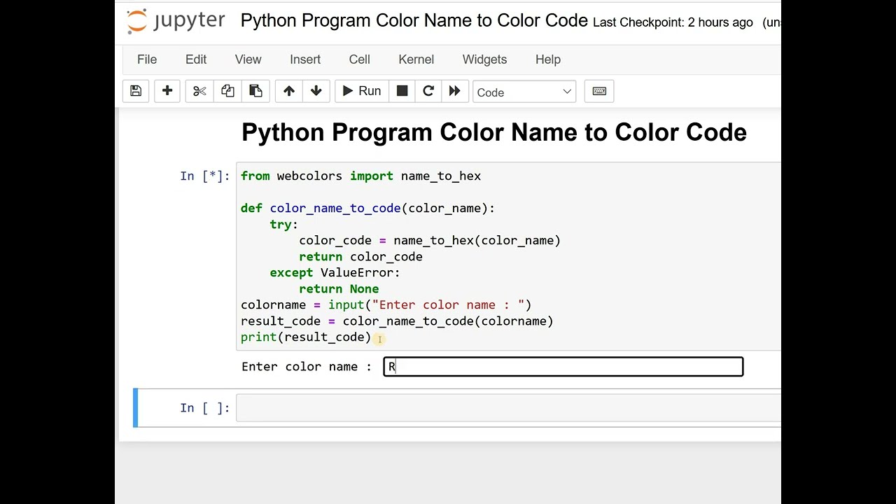 Day 145 : Python Program for Color Name to Color Code
