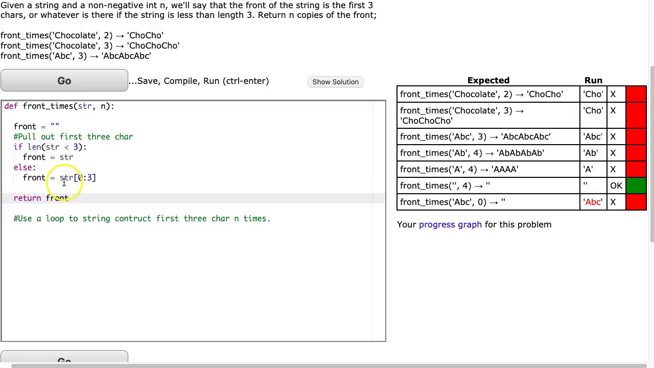 Codingbat - front_times (Python)