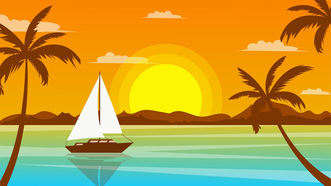 Simple and easy landscape design in adobe illustrator | landscape background illustration design