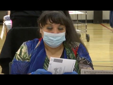 Mail-in ballots examined before being counted in Germantown, Maryland