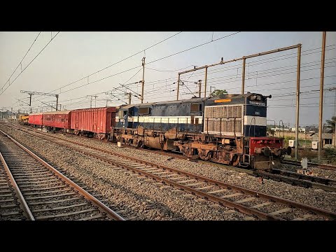 WDM3D ALCO DRAGGING BALLAST CLEANING MACHINE AND DIFFERENT COACHES || INDIAN RAILWAYS