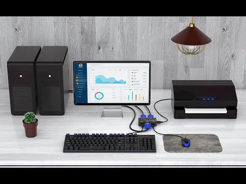 2 port KVM switch VGA/HDMI, control multiple computers by only 1 monitor, keyboard, and mouse