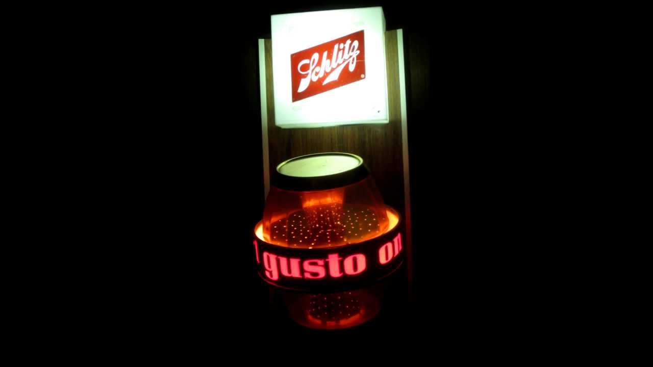 VINTAGE 1960's SCHLITZ BEER LOGO LARGE 3D FULL KEG ROTATING MOTION  PUB BAR TAVERN SIGN MILWAUKEE