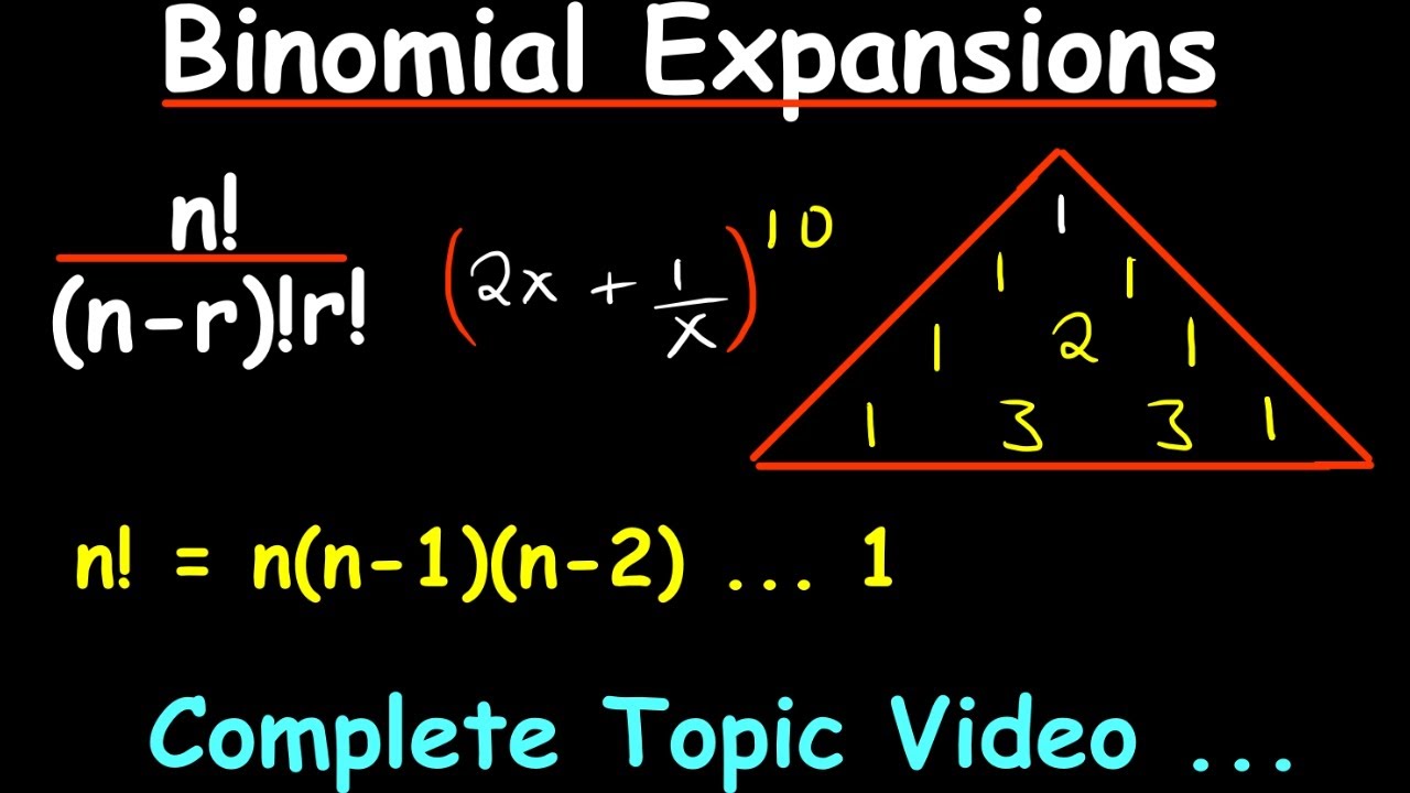 Binomial Thereom Full Topic  - Basics,Pascals triangle,n-th term with Practice Problems