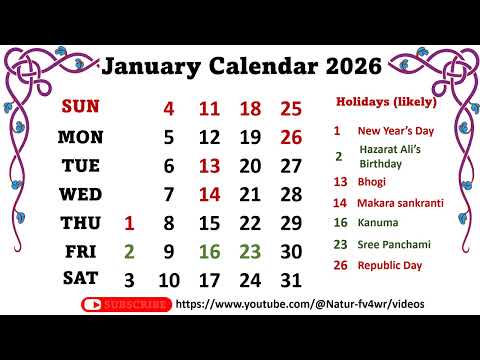 January Calendar 2026, #januarycalender2026