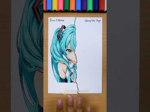 Drew it Myself vs Using the App , which is better ? 🤔 #shorts #drawing #hatsunemiku