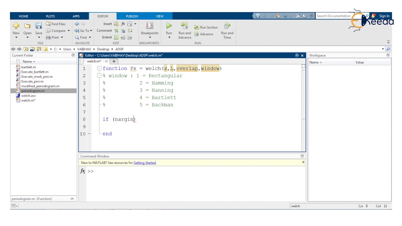 Matlab Program Welchs Method - Power Spectrum Estimation - Advanced Digital Signal Processing