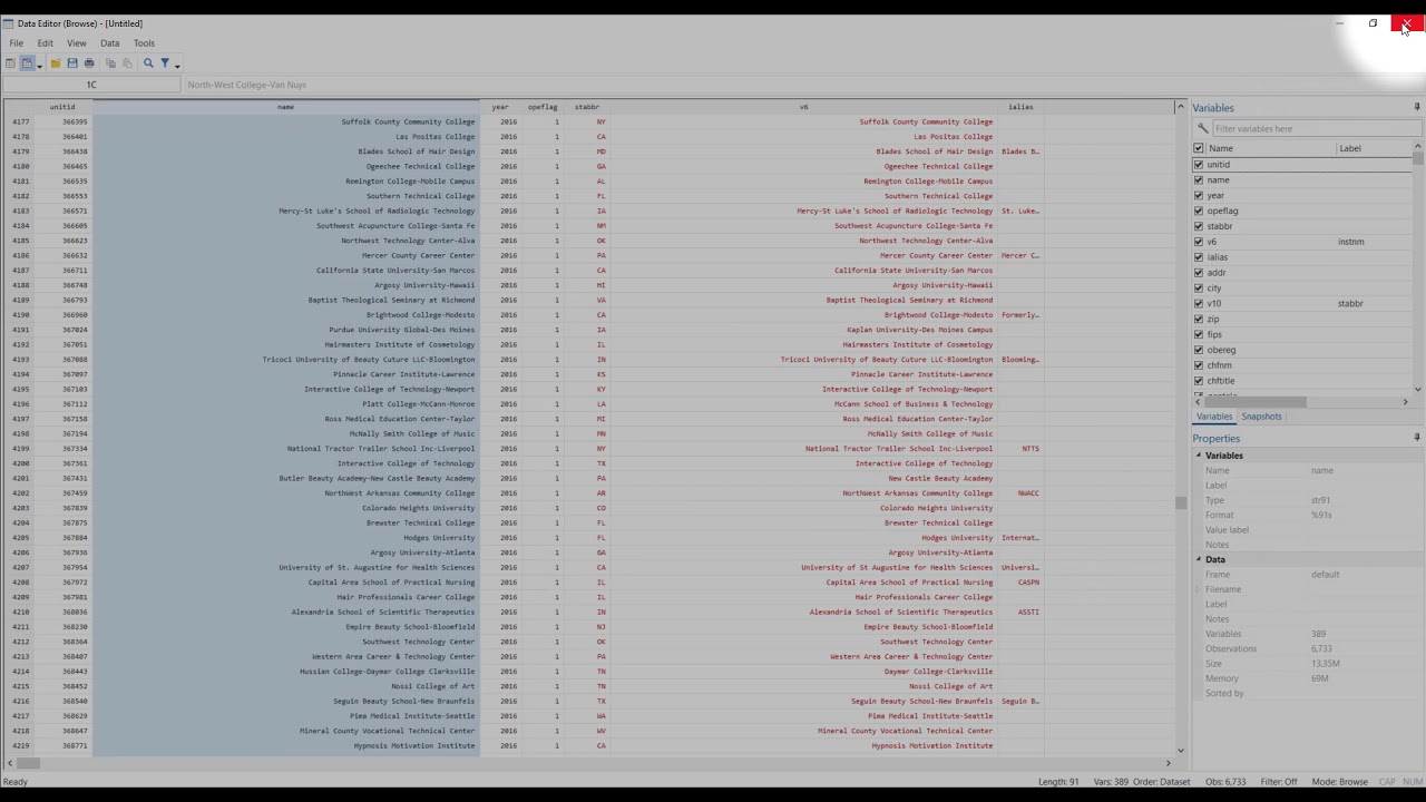 Using Stata: Viewing, Browsing, and Editing Data