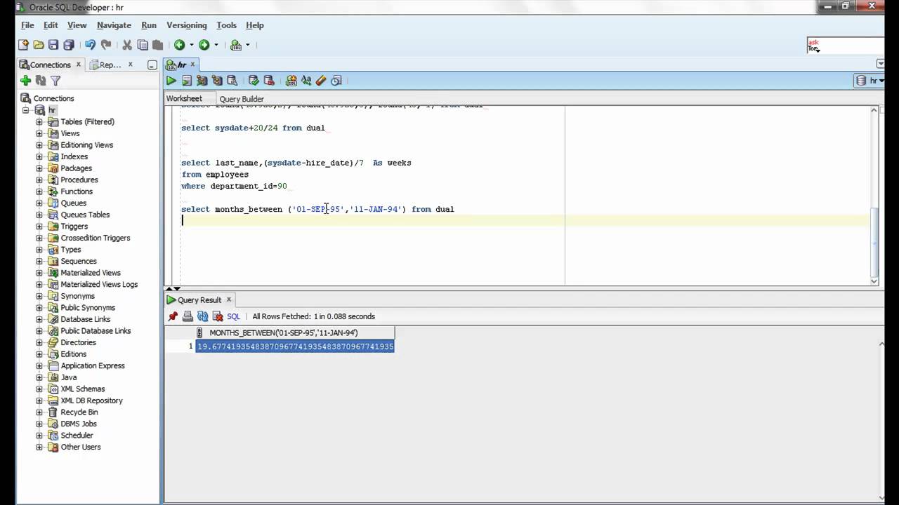 Oracle SQL Video Tutorial 19 - DATE functions