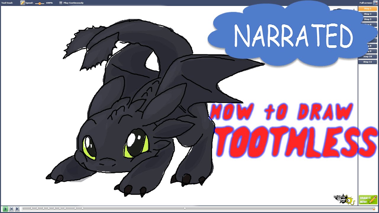 How to Draw Chibi Toothless (NARRATED)