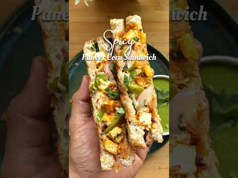 Healthy Spicy Paneer Corn Sandwich for Breakfast or a lazy dinner #breakfast #recipes #sandwich