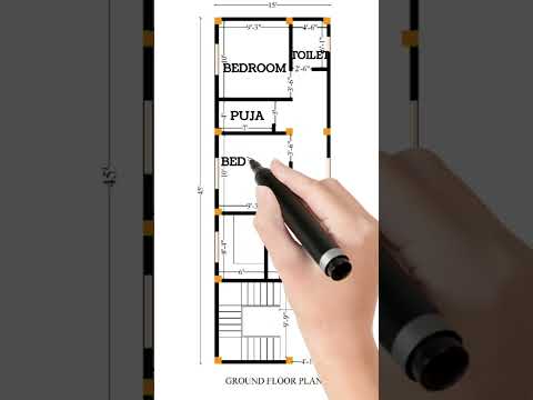15 x 45 house ???? plan ☝️| 2bhk house design #designpersqft #shorts