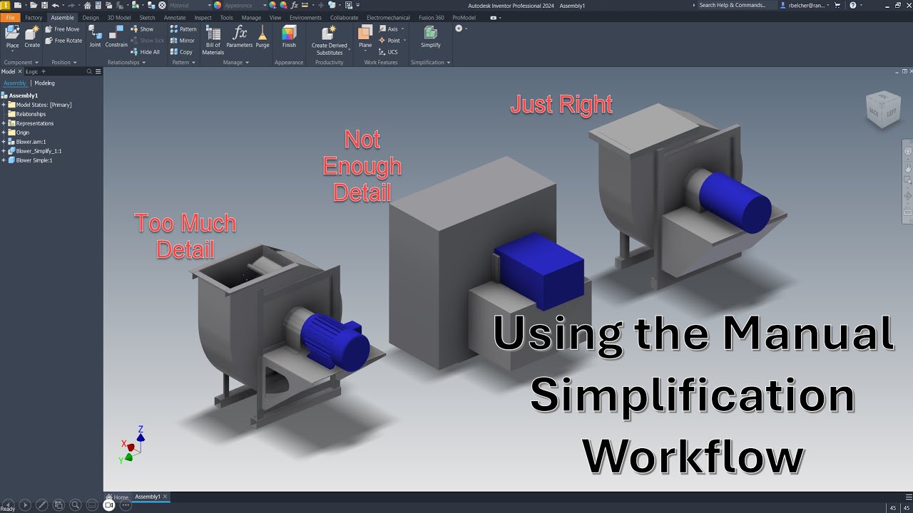 Using the Manual Simplification Workflow to Simplify Assemblies in Autodesk Inventor