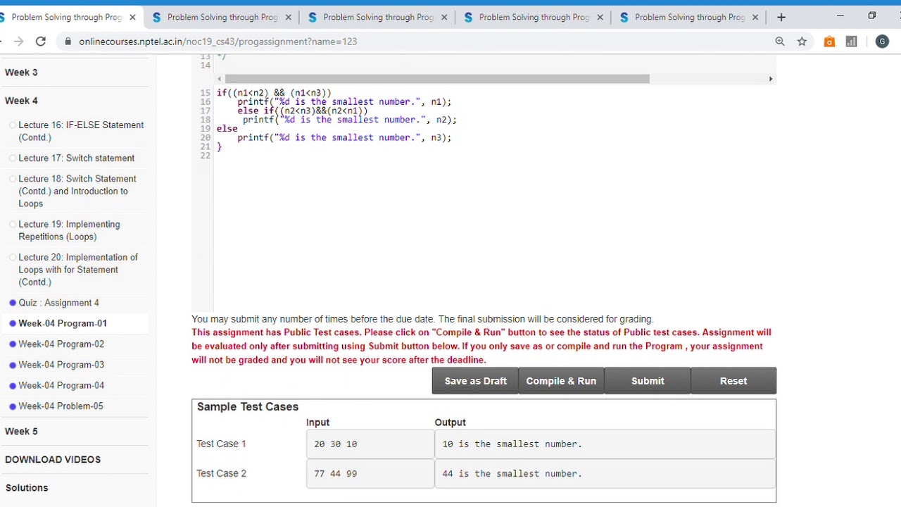 Problem Solving through Programming in C  WEEK 4   Programming Assignment 01