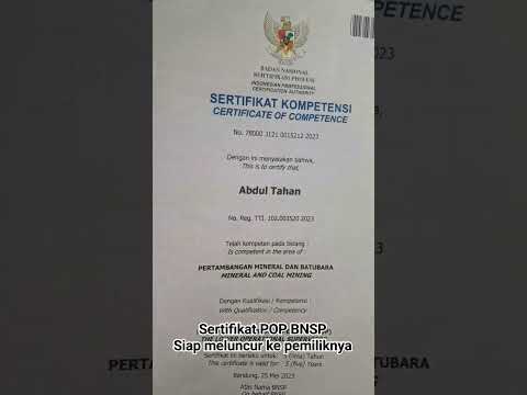 sertifikat POP ( pengawas operasional pertama ) BNSP di TUK ADHIGUNA siap meluncur
