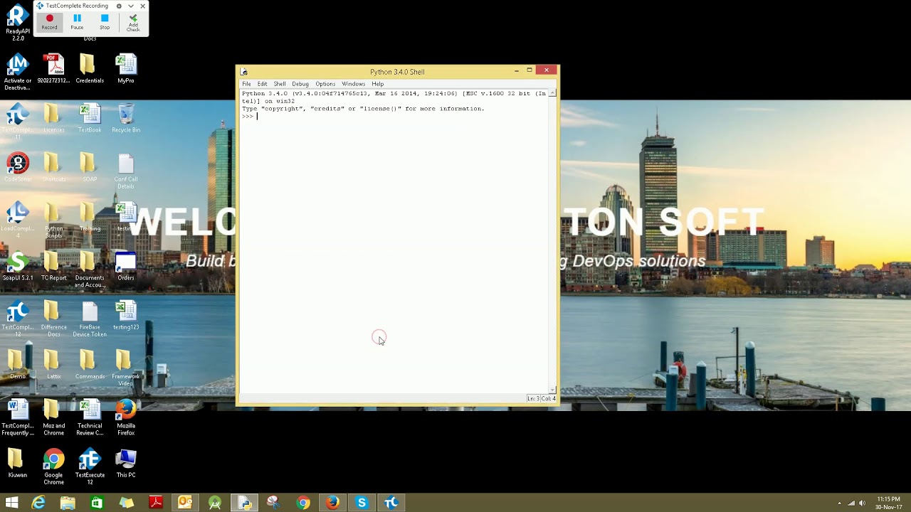 TestComplete and PythonIDE