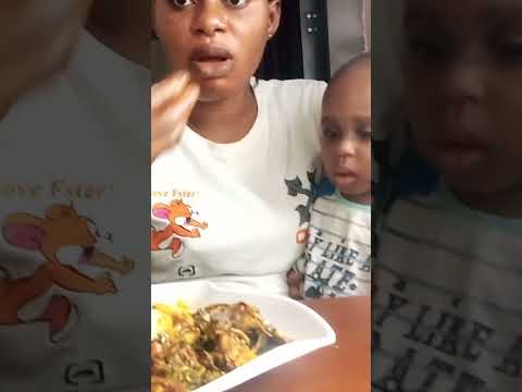 asmr mukbang vegetable soup and fufu. Baby eating fufu for the first time