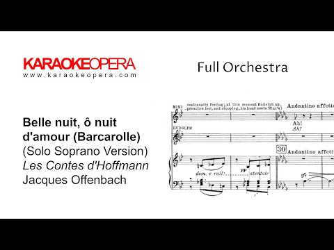 Karaoke Opera: Barcarolle - Tales of Hoffman (Offenbach) Version with Soprano only and score