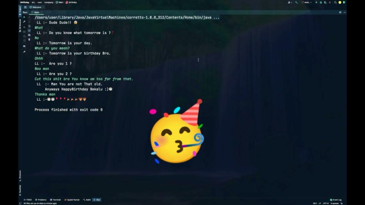 Fun Java program for a Happy birthday chat