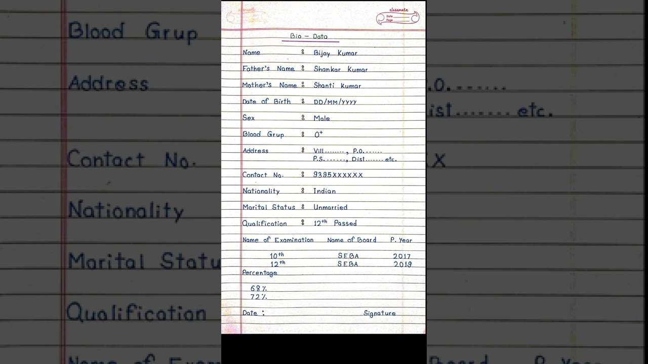 How to write Bio - Data 👨‍🦱 ||