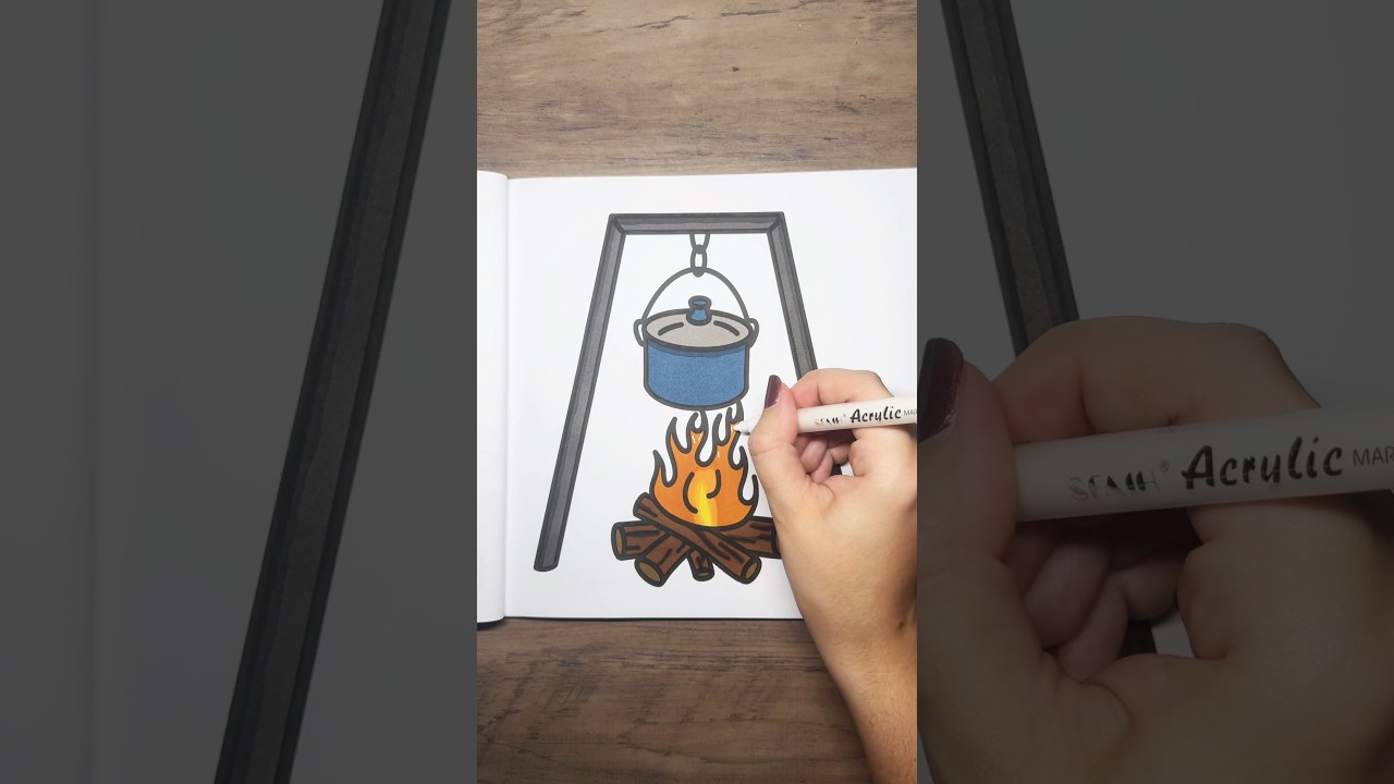 Campfire from On a Wild Safari Coloring Book ⛺️ #coloringasmr #relaxingcoloring