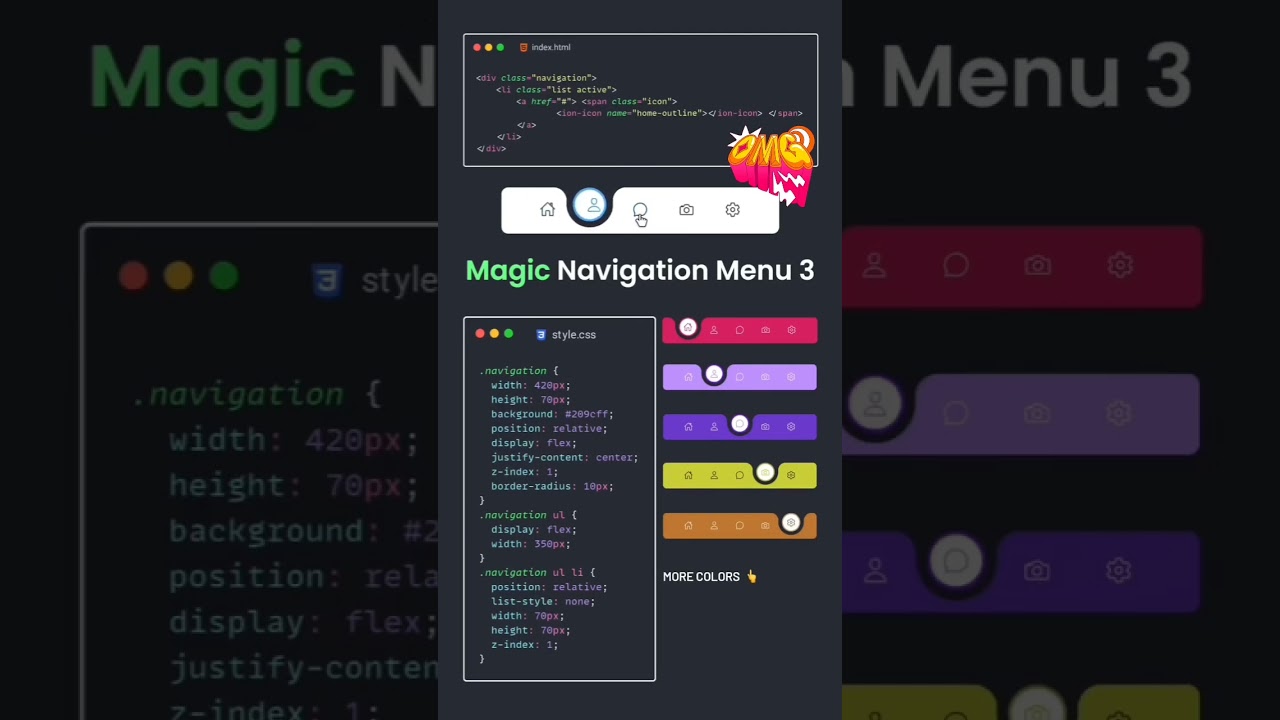 Magic Navigation Menu 3 Using HTML CSS   Cool Navigation Bar   Source Code Available in GitHub & Tel