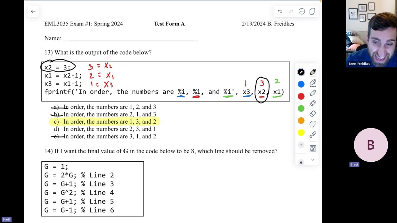 MATLAB - A 2nd Practice Exam #1
