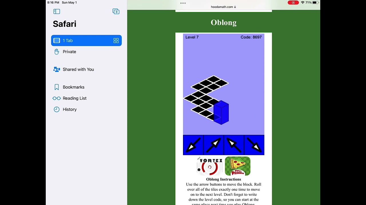 Playing Oblong On Hooda Math (I’am Garbage)