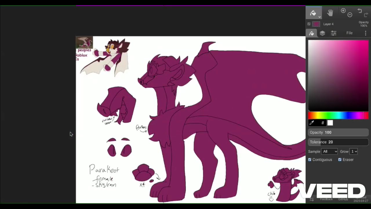 Parakeet Reference Sheet speedpaint!