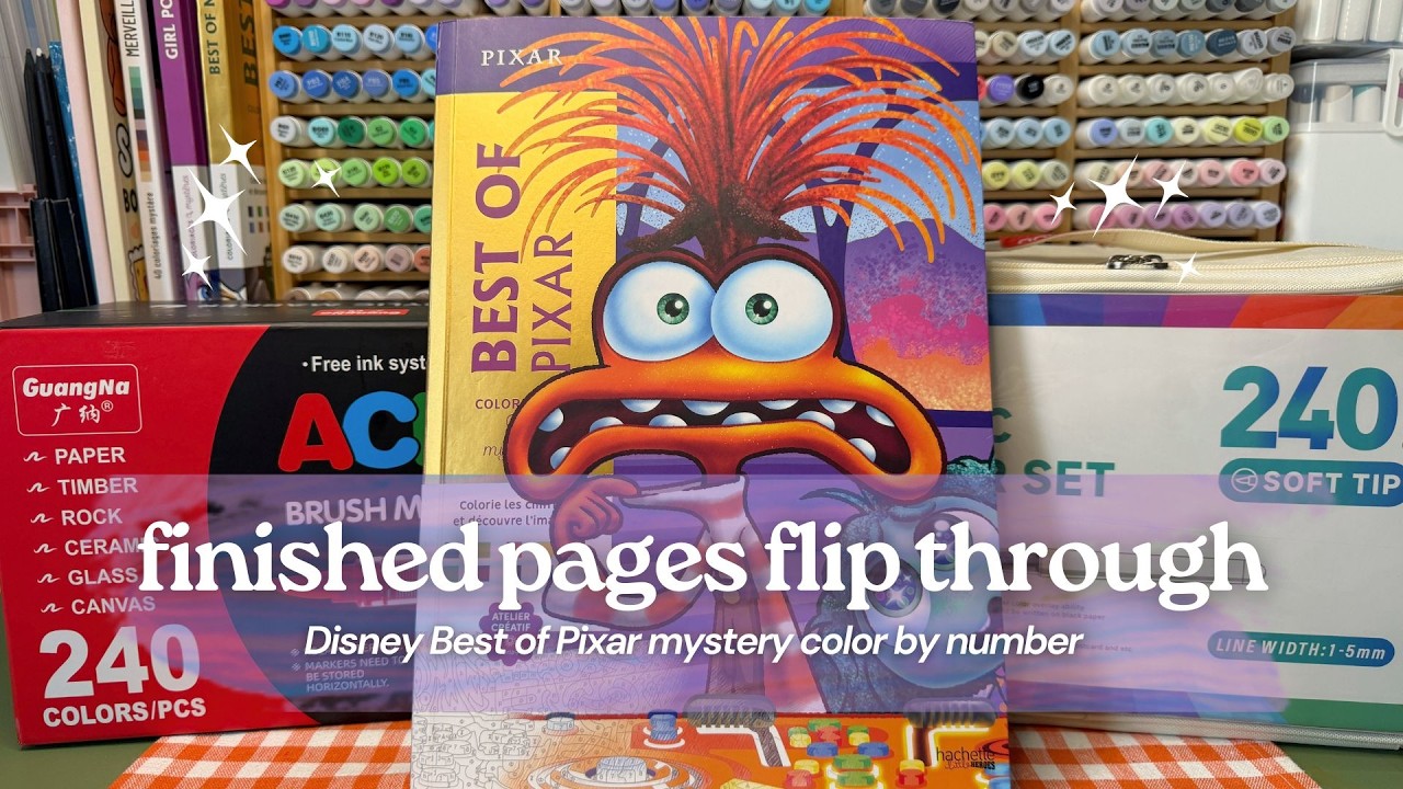 Disney Best of Pixar Mystery Coloring Color by Numbers Finished Pages Flip Through ✨📖