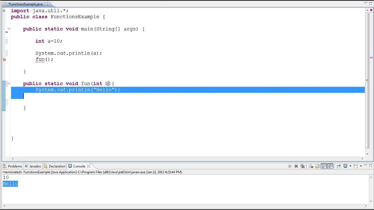 Passing Parameters to Functions in Java