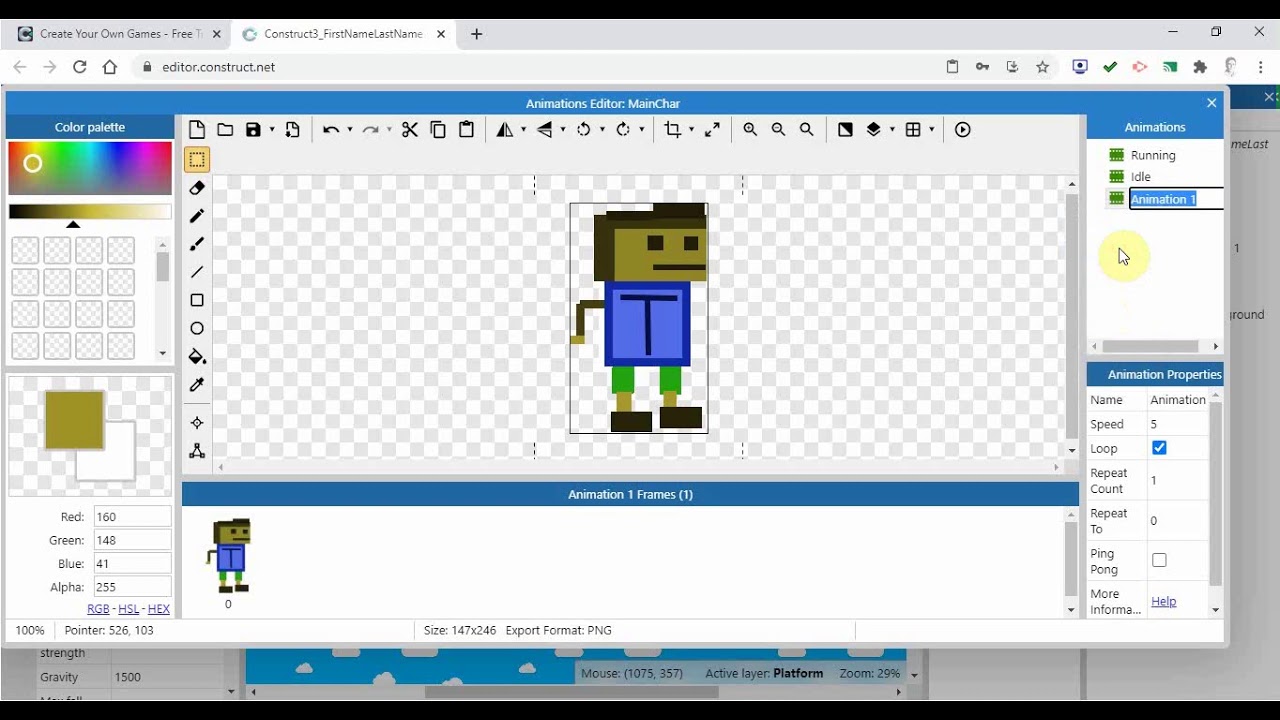 Construct 3 Video 7   Idle vs Running Animations