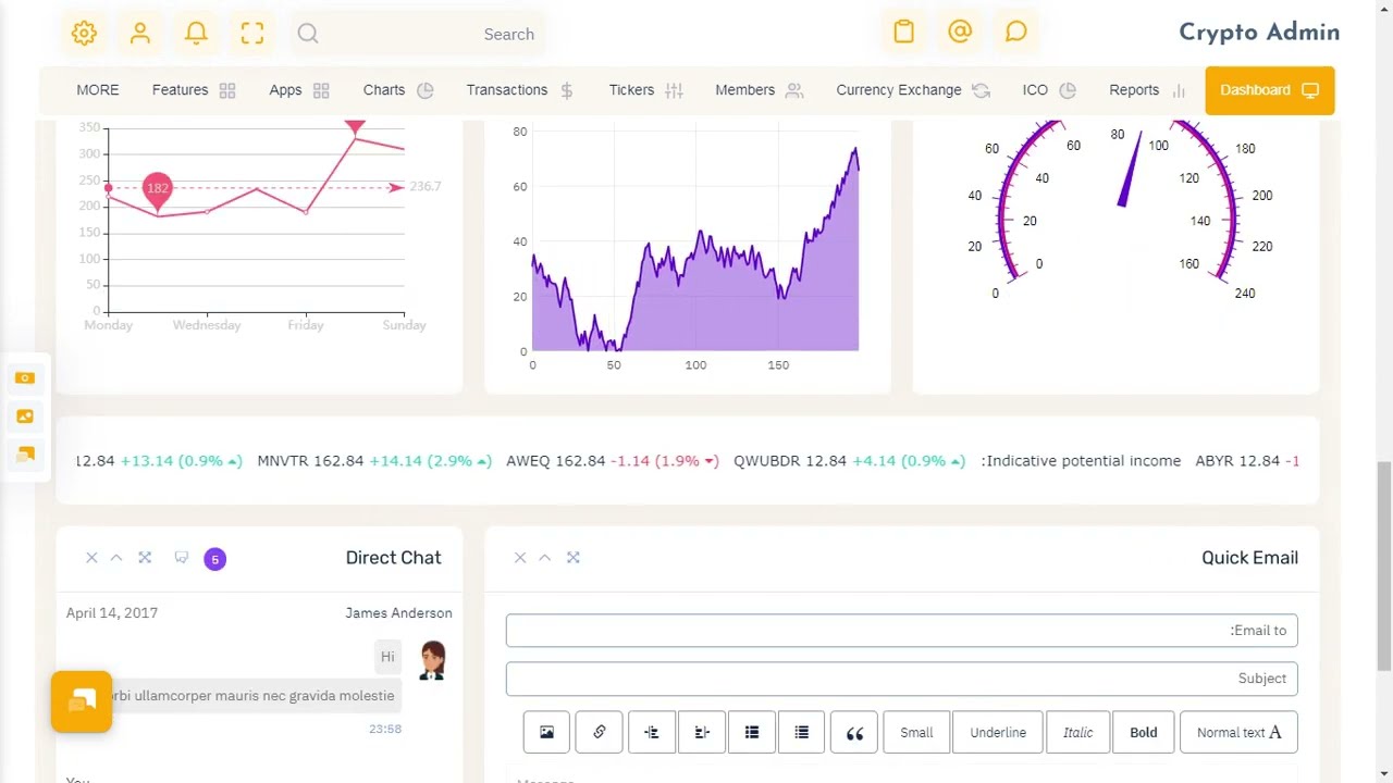 Crypto Tokenize Admin Template Bootstrap with Light Theme
